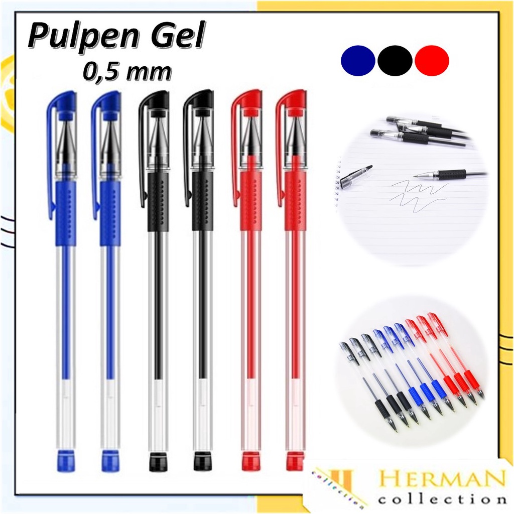 Jual HC Pena Gel 0.55mm Standard Pulpen tinta cair Alat Tulis Sekolah ...