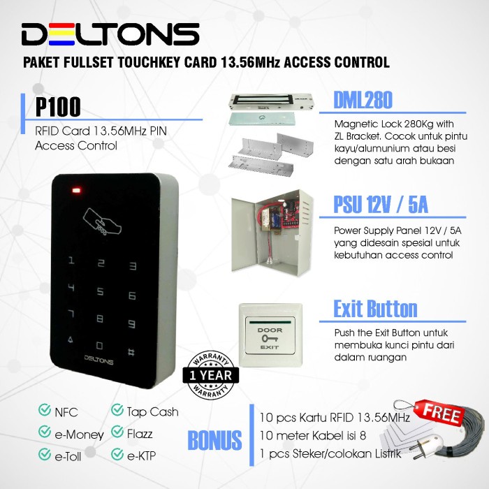 Jual SMART DOOR ACCESS CONTROL RFID CARD 13.56MHZ E-MONEY MAGNETIC EM ...