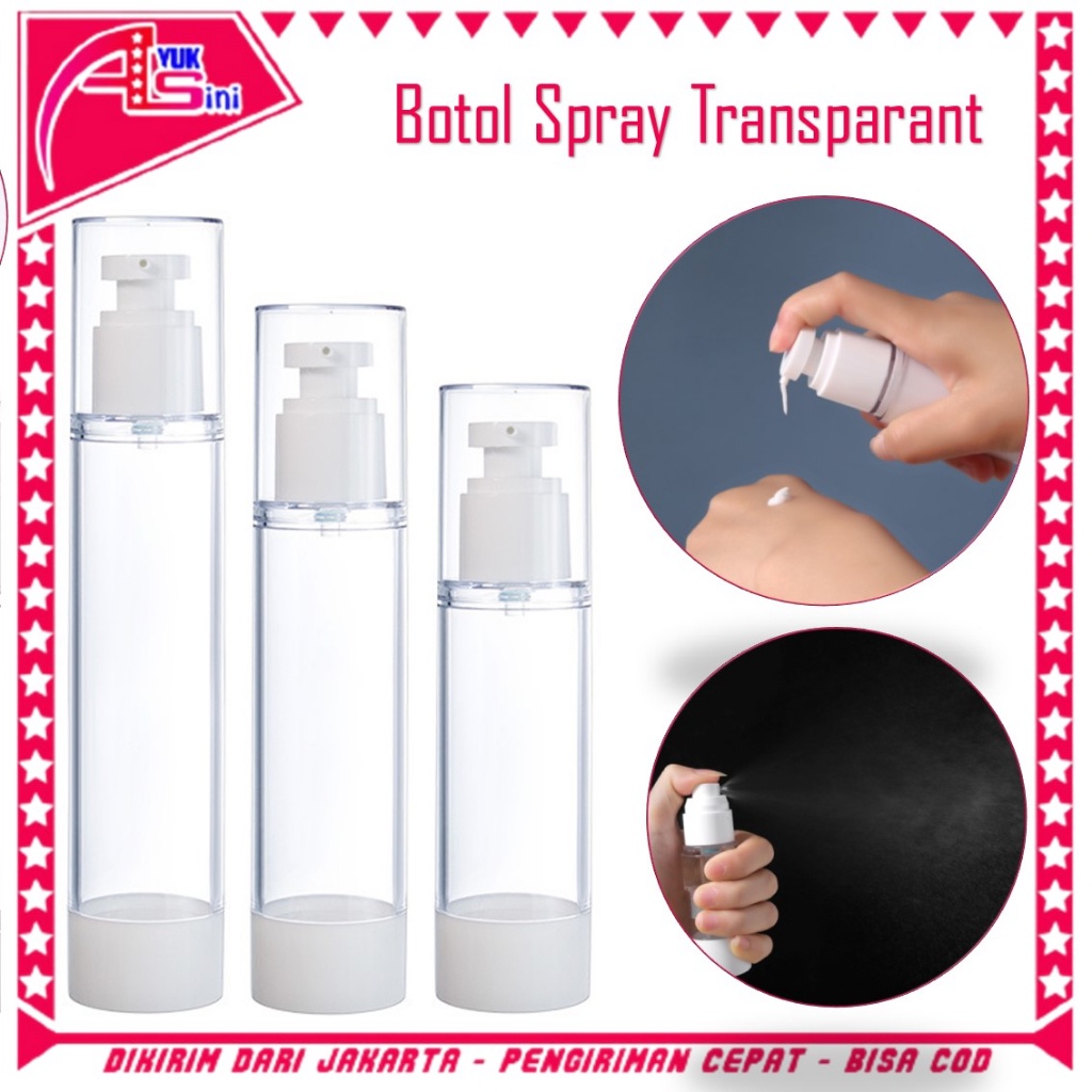 Jual AS Botol Refill Vacuum 50Ml Bottle Pump Lotion Airless 80Ml Botol ...