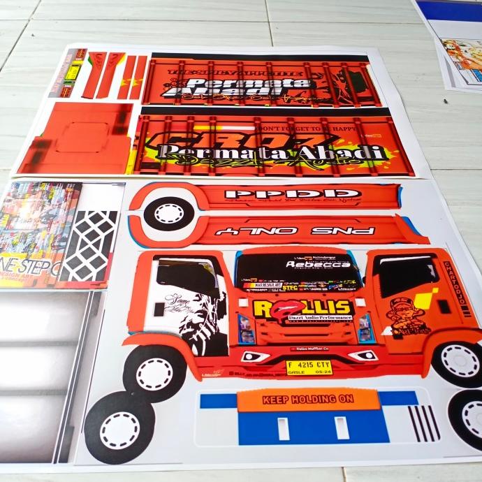 Jual stiker miniatur truk oleng stiker truk oleng sekar taro pink ...