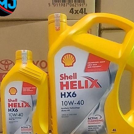Jual Baru Oli Mesin Shell Helix HX6 SAE 10W-40 4+1 Liter Bensin Galon ...