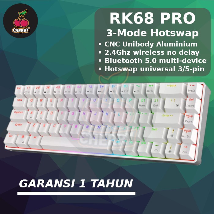 Jual Royal Kludge RK68 PRO RK837 PRO Wireless Bluetooth Mechanical ...