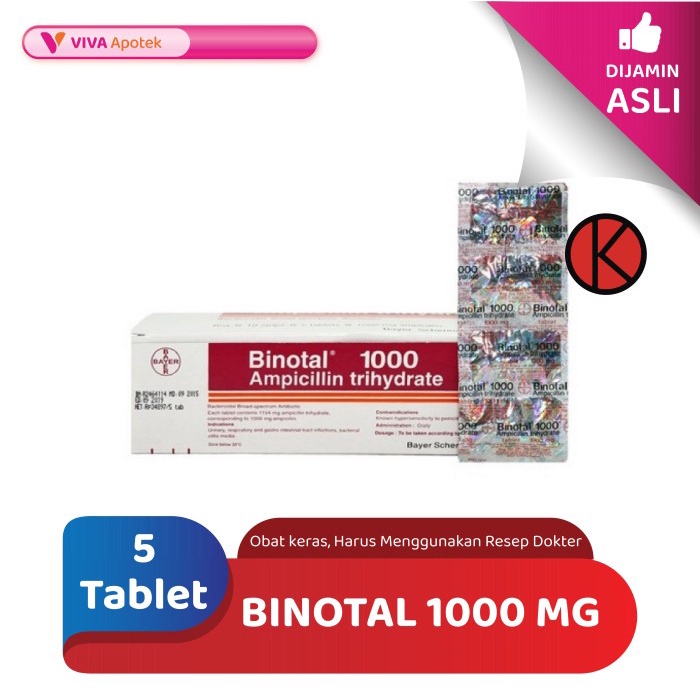 Jual Binotal 100 mg / Ampicillin / Infeksi Saluran Nafas (5 Tablet ...
