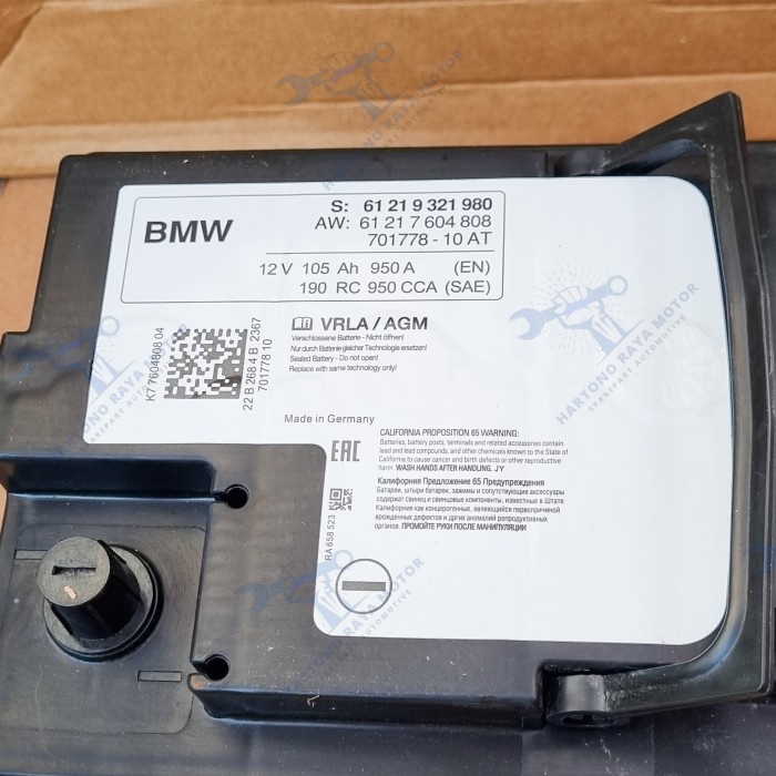 Jual Aki Bmw Original 105Ah 950A Accu Battery Agm F11 F10 G30 G31 F01 ...