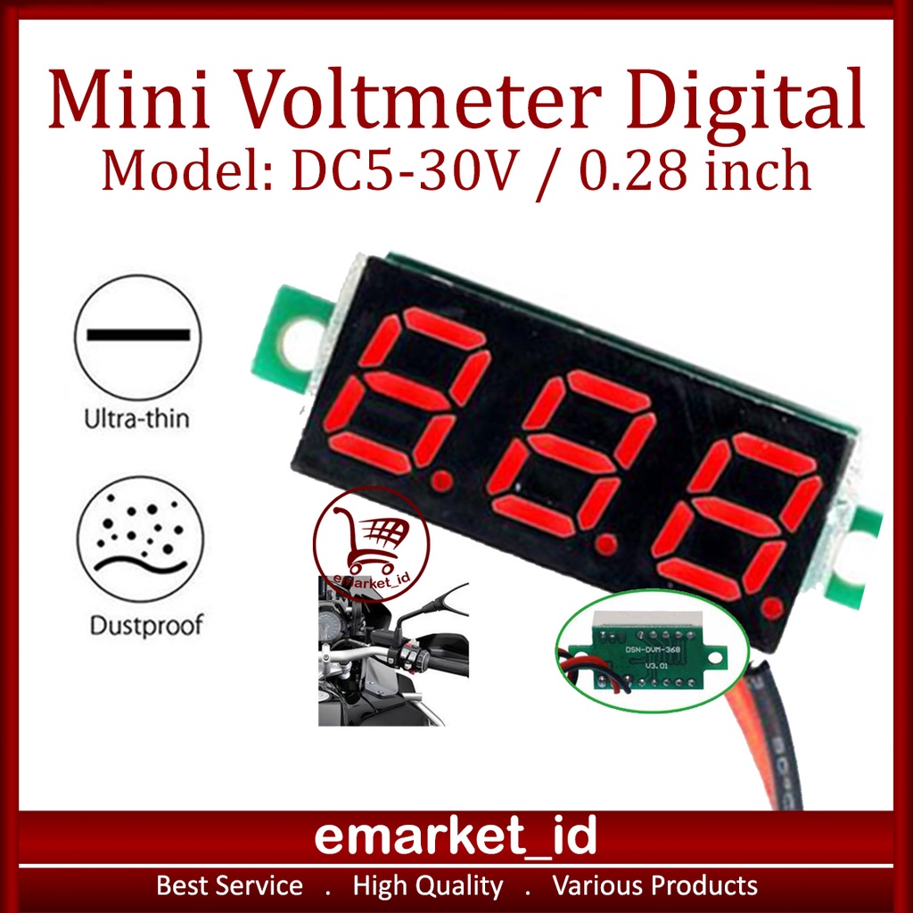 Jual Mini Voltmeter Digital 0.28 inch DC5-30V / Volt Meter DC Indikator ...