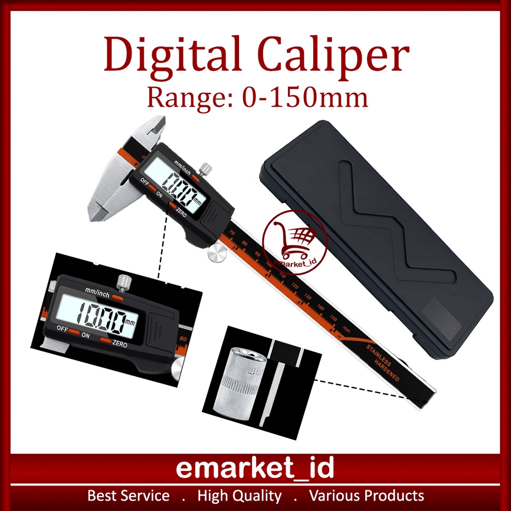 Jual Digital Caliper Meter 0-150mm / Jangka Sorong Sigmat Kaliper Vernier Stainless Steel LCD ...