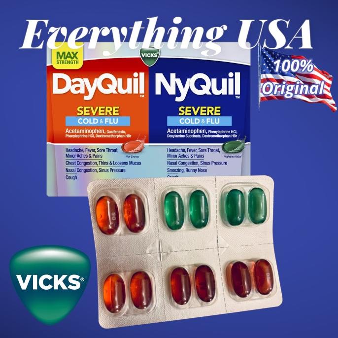 Jual Vicks Dayquil Nyquil Severe Cold & Flu Max Strength 12 Liquicaps ...
