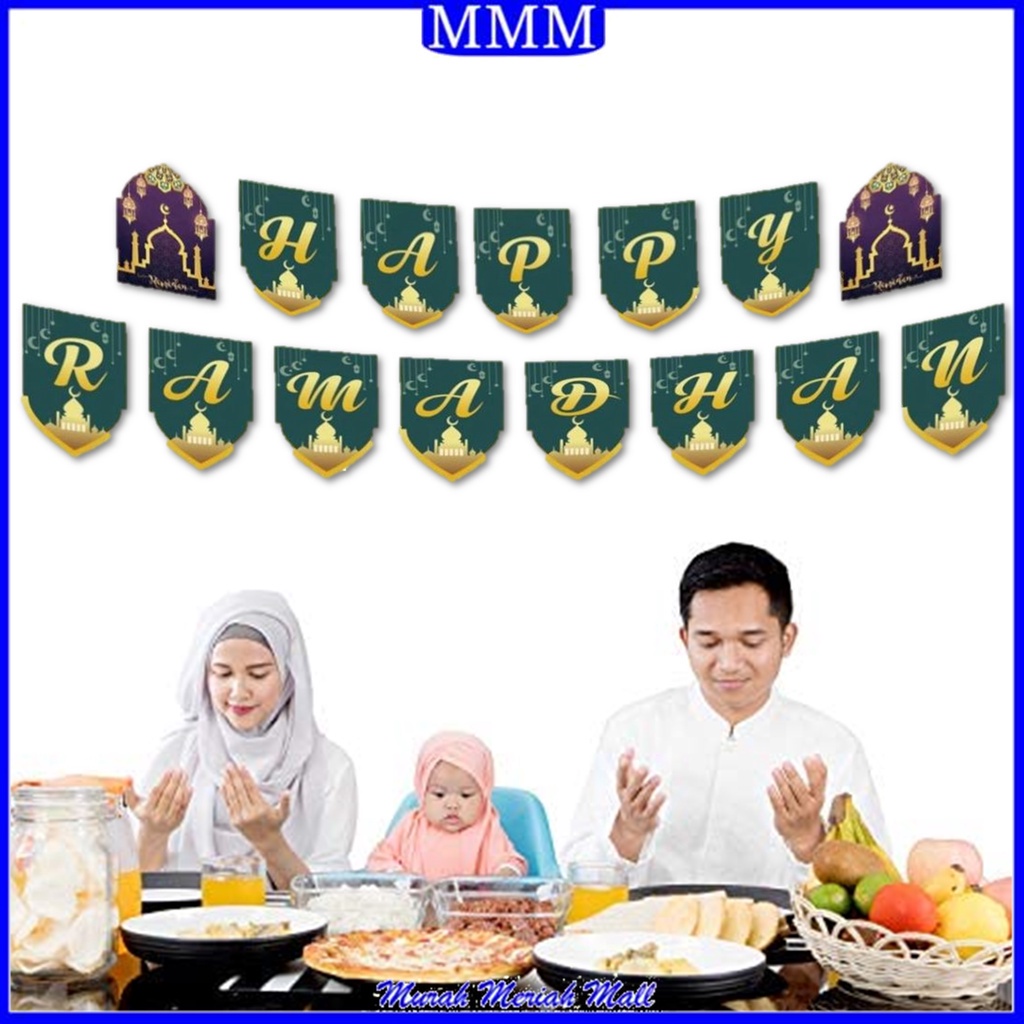 Jual MMM Banner Flag Set Happy Ramadhan Bunting Warna Warni Backdrop ...