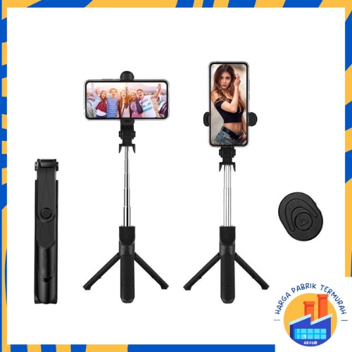 Jual HPT Tripod Bluetooth Selfie Stick LED Flash With Fill Light Tripod Expandable Tongsis ...