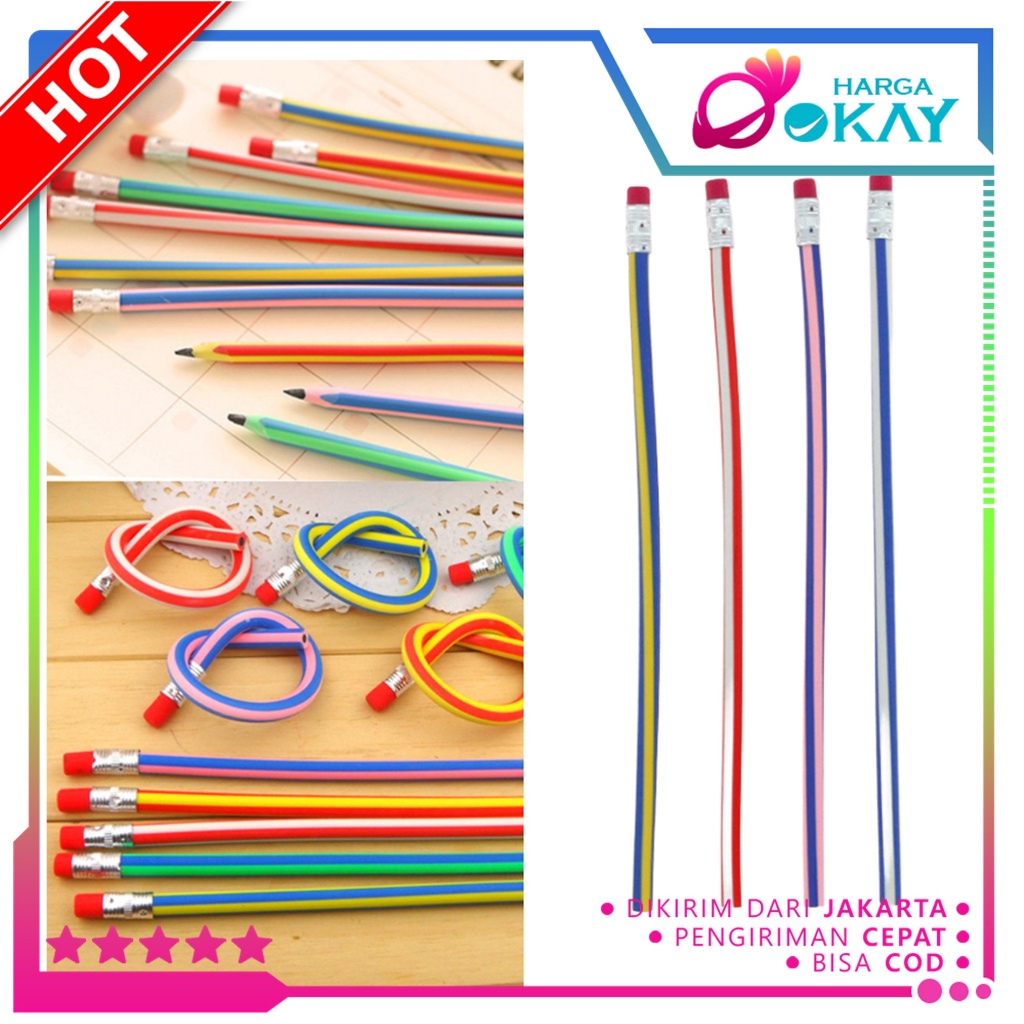 Jual HO Pencil Karet Inul Dapat Digulung Ditekuk Unik Pensil Lentur ...