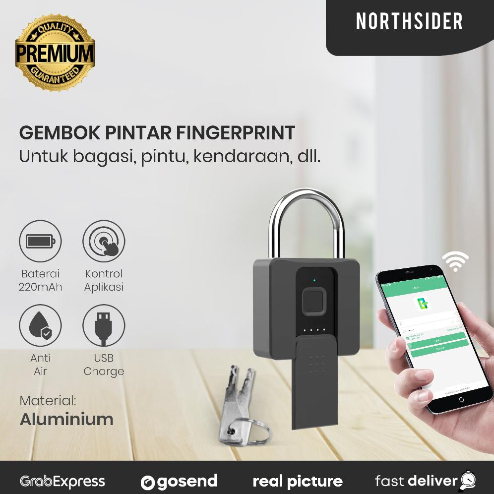 Jual Gembok 3in1 fingerprint padlock Esmartlock app kunci waterproof ...