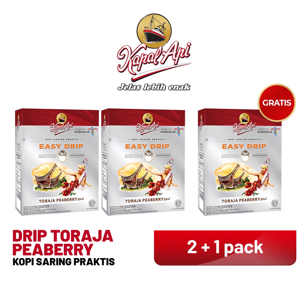 Jual Buy 2 Get 1 - KAPAL API Drip Toraja Peaberry Folding Box (5 x 10 ...