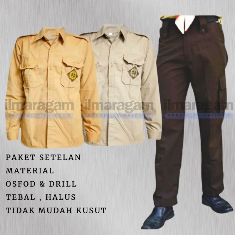 Jual setelan seragam sekolah pramuka lengan panjang untuk SD MI Madrasah Baju penggalang dan ...