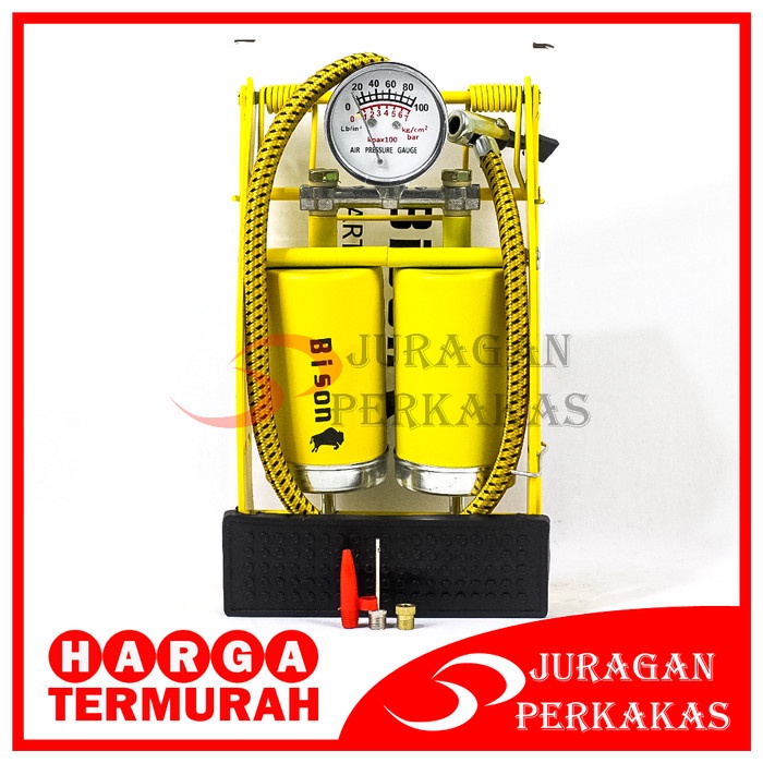 Jual BISON POMPA SEPEDA INJAK 2 TABUNG ANGIN BAN MOTOR DARURAT FOOT ...