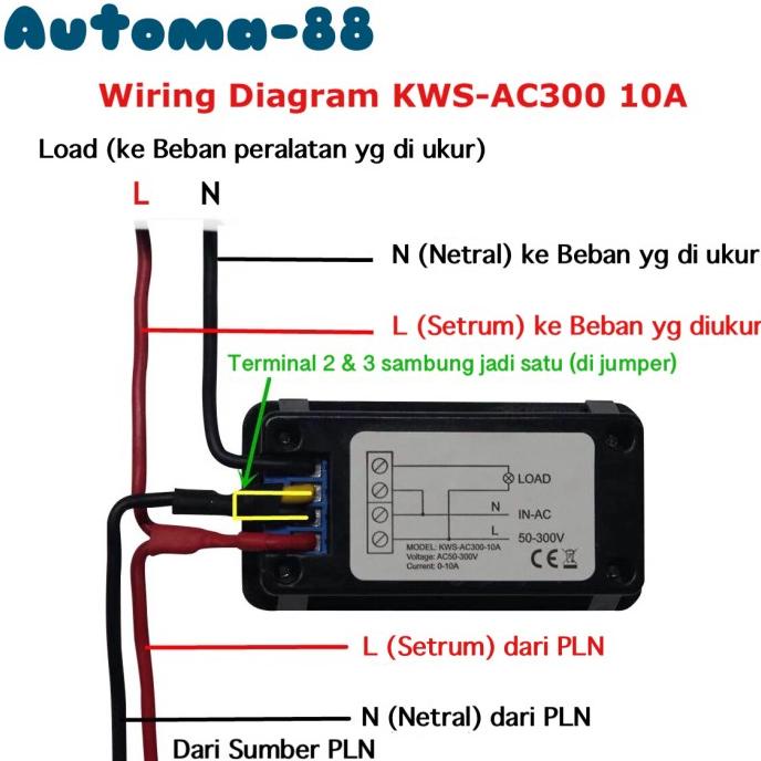Jual KWS AC300 10A/100A 6 in 1 Digital Watt Volt Ampere KWH Meter berwarna | Shopee Indonesia