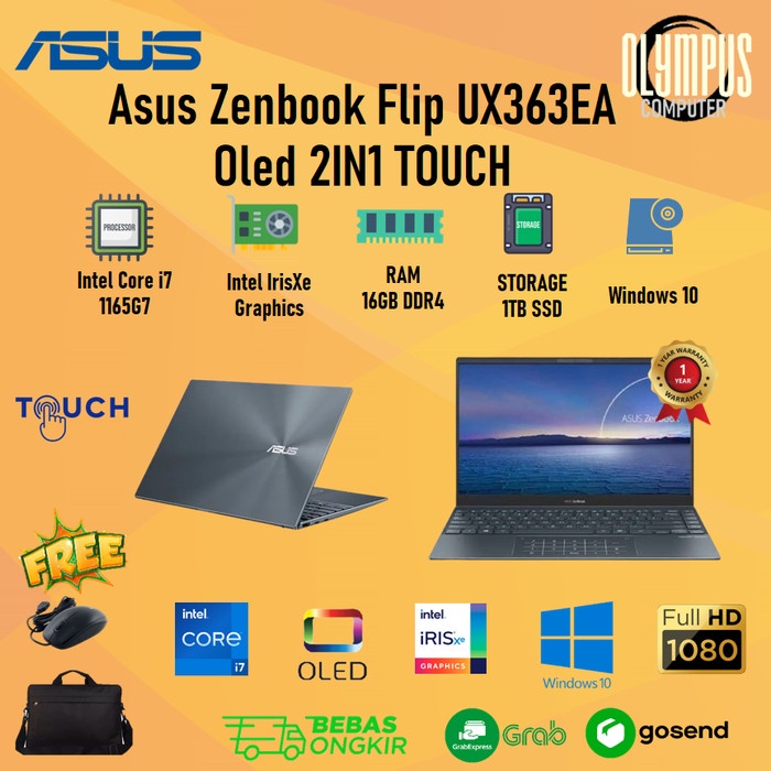 Jual Asus Zenbook Flip ux363ea Oled 2IN1 Touch i7 1165G7 16GB 1tbssd ...