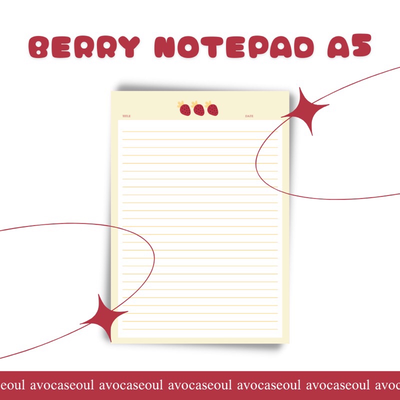 Jual berry notepad A5 ins korea aesthetic lucu untuk menulis, study planner, mencatat, to do ...