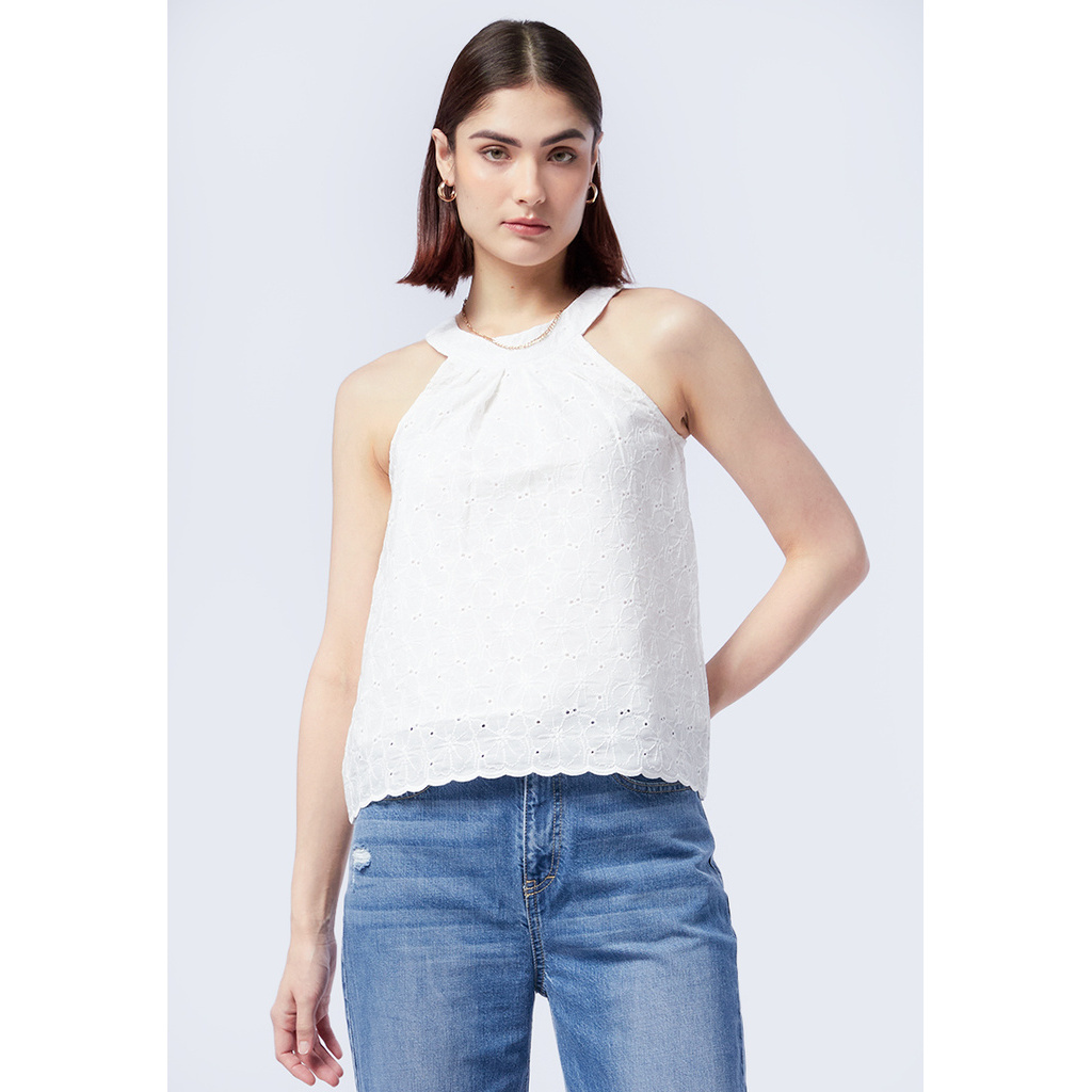 Jual Executive Halter Neck Sleeveless Top Off White | Shopee Indonesia