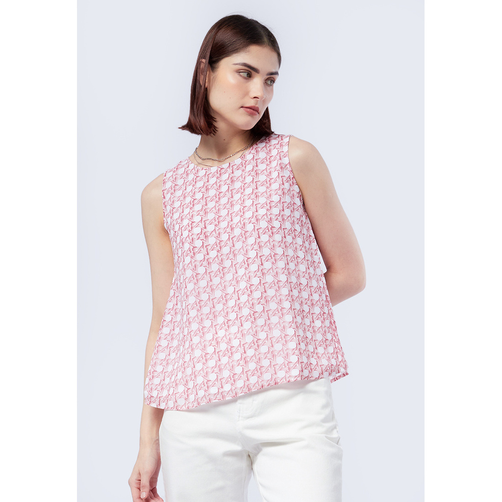 Jual Executive Round Neck Batik Sleeveless Top Maroon | Shopee Indonesia