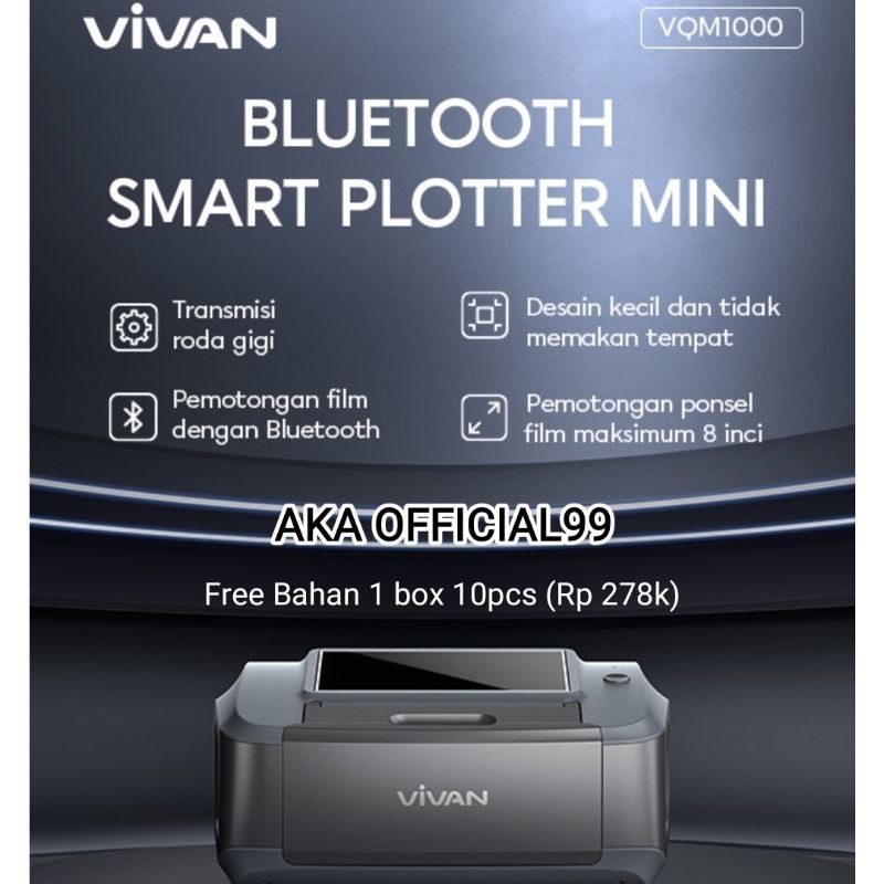 Jual VIVAN VQM1000 All New Bluetooth Mini Smart Plotter Mesin Cutting Hydrogel (Free Hydrogell ...
