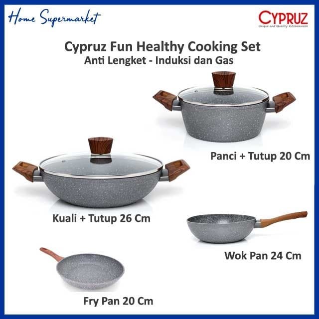 Jual [New Ori] Panci Kuali Wok Pan Fry Pan Cypruz Marble Fun Set 20 24 ...