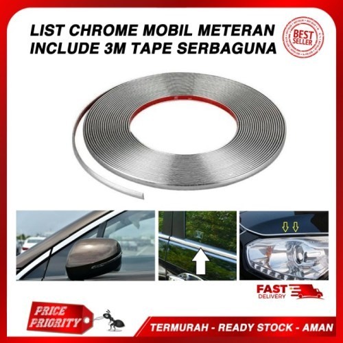Jual List Chrome Silver Variasi Pintu Kaca Mobil Interior Mobil 3M- 1 ...