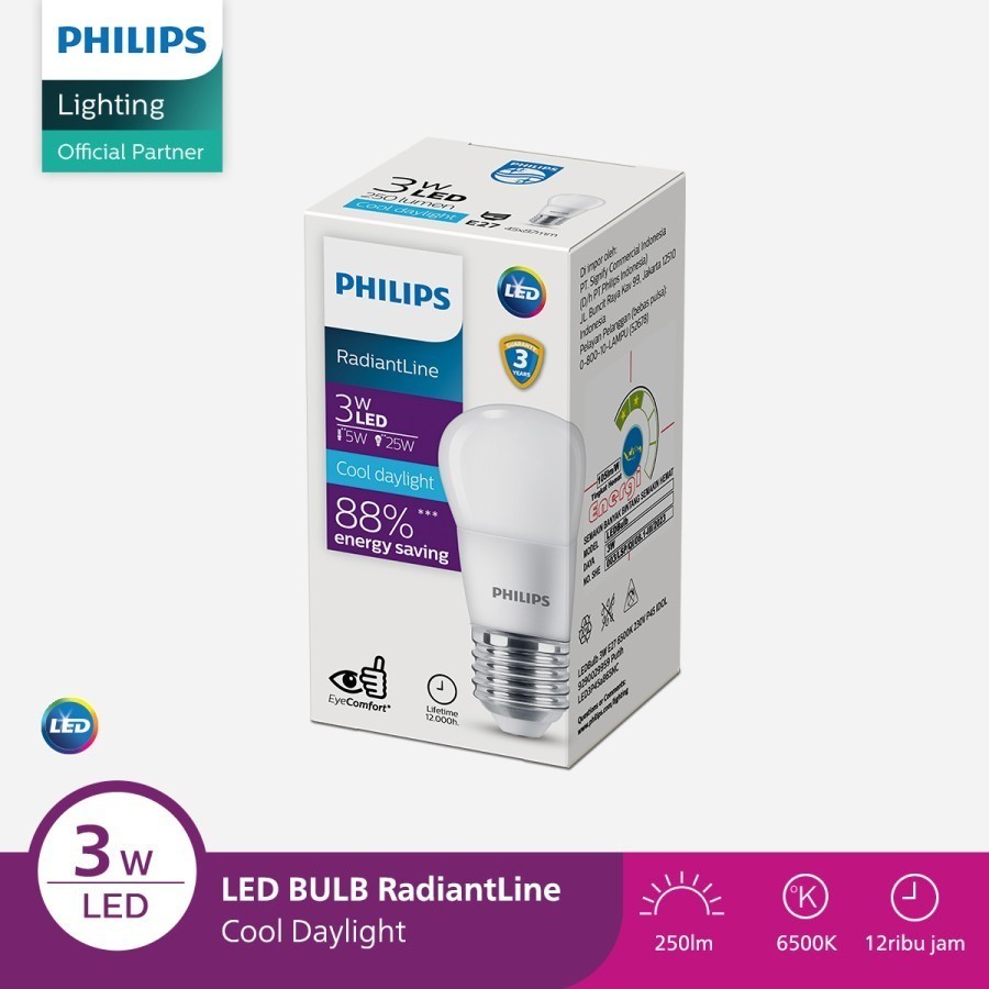Jual Philips Radiantline LEDBulb 3W 6500K E27 - Putih | Shopee Indonesia