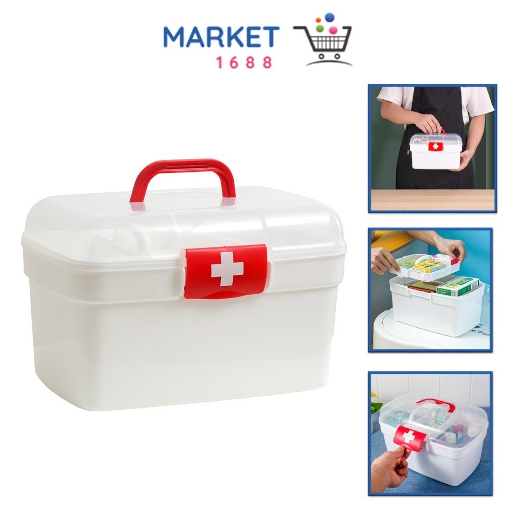 Jual Market1688 Kotak P3K Dua Susun Tempat Penyimpanan Obat Jinjing ...