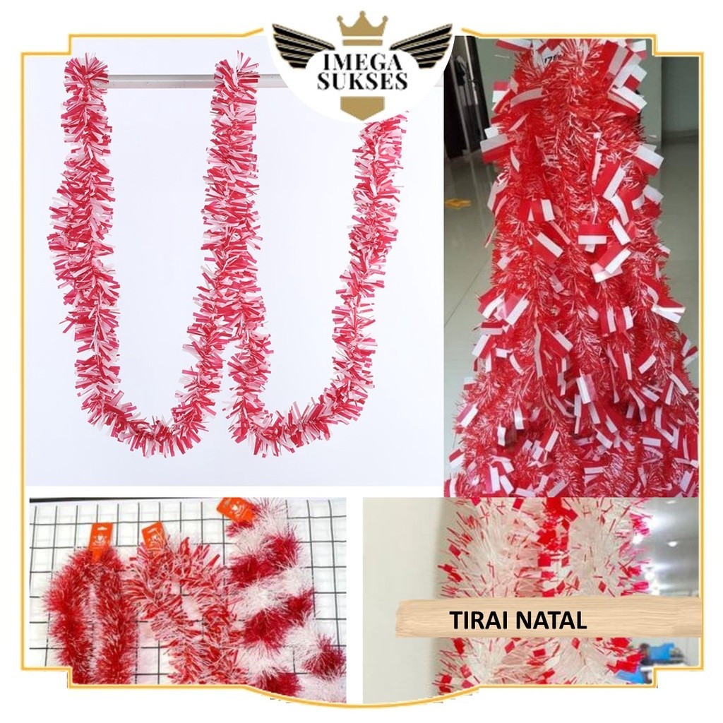 Jual PHG - Slinger Tinsel Rumbai Merah Putih 2 Meter Hiasan Aksesoris ...