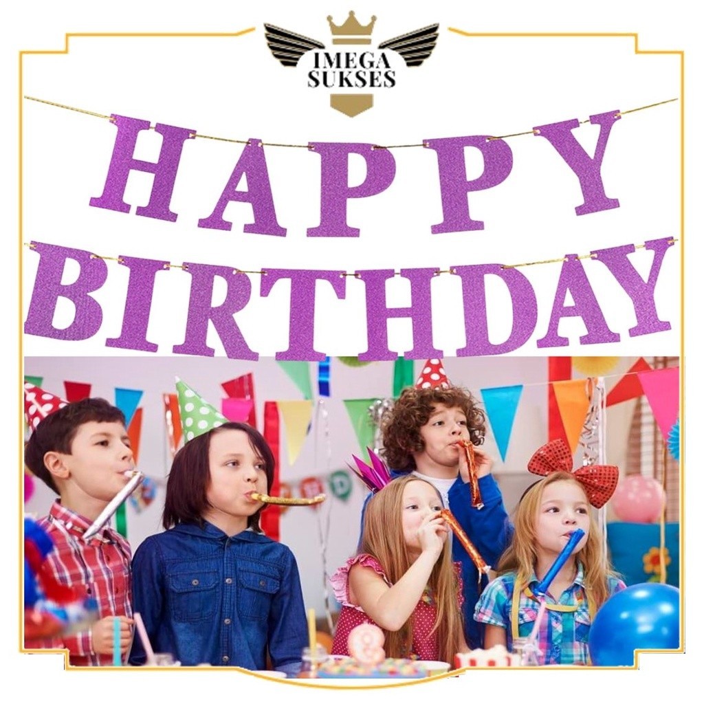 Jual PHG - Banner Happy Birthday Huruf Glitter Warna Warni Backdrop ...