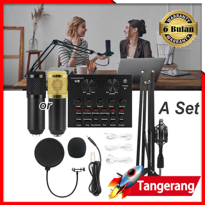 Jual Paket Live Mic Condenser Mixio BM800 + Sound Card V8 + Stand ...