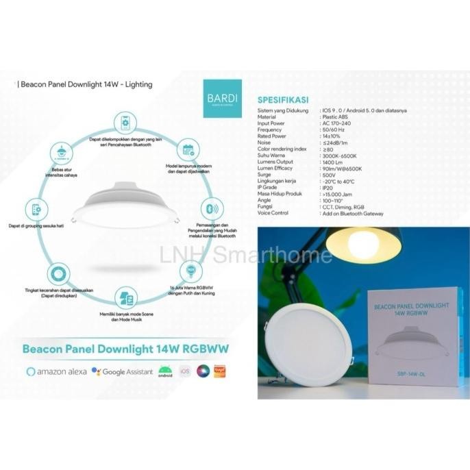 Jual BEBAS ONGKIR - BARDI Smart Beacon Panel Downlight 14 Watt | Shopee ...