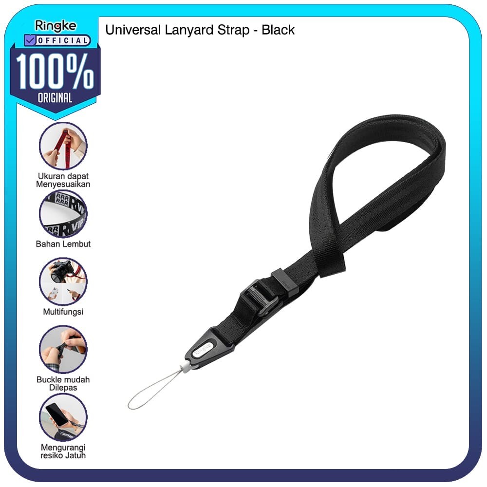 Jual Ringke Lanyard Strap Black Gantungan Tali HP Kamera Shoulder Neck ...