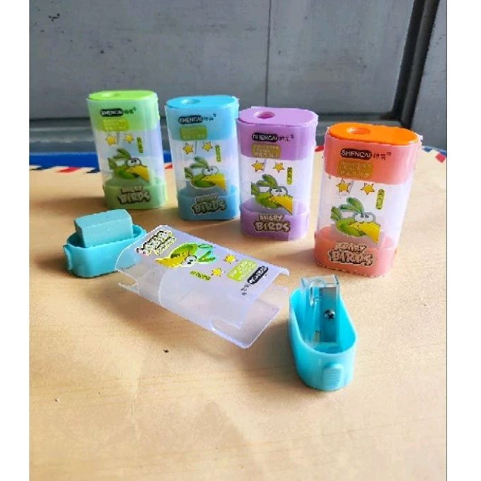 Jual rautan/serutan/orotan/sharpener pensil tabung+ eraser 2in1 angry ...