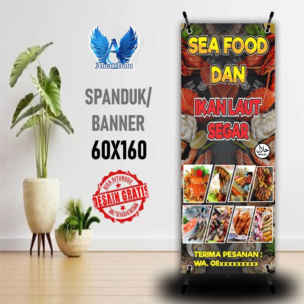 Jual Cetak Banner Cetak Spanduk SEAFOOD DAN IKAN SEGAR UKURAN 60X160 ...