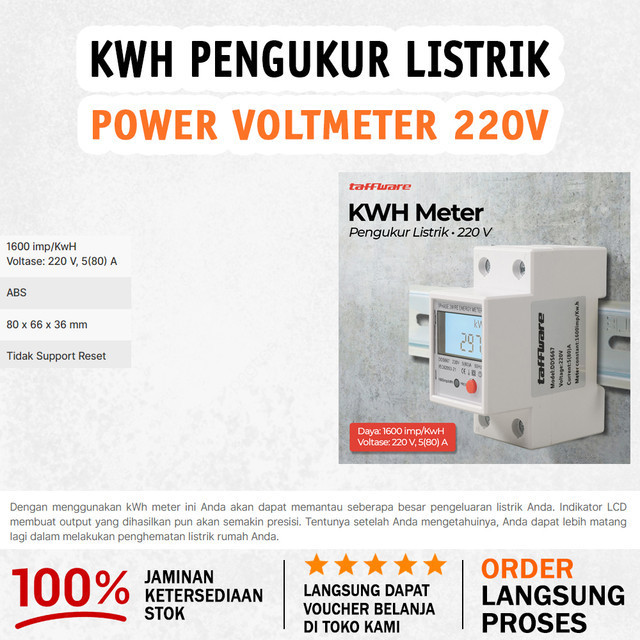 Jual KWH Alat Pengukur Listrik Watt/Volt/kWh Meter Layar LCD Dengan Bahan Tahan Api 220V 80A ...
