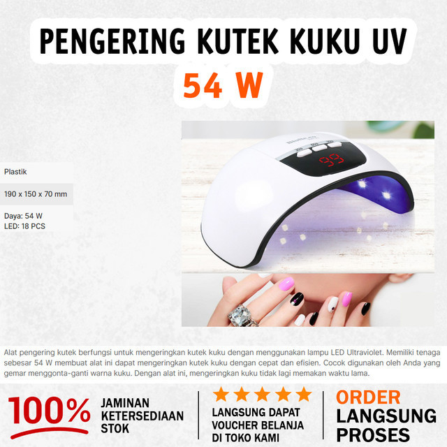 Jual Pengering Kutek Kuku dengan sinar UV LED Nail Dryer 54W -white | Shopee Indonesia