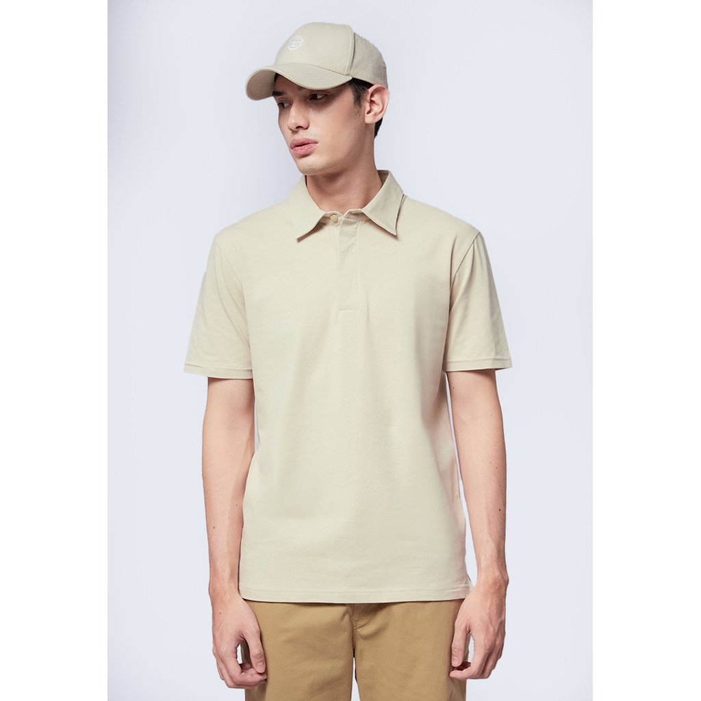 Jual Executive Polo Shirt with Hidden Placket Beige | Shopee Indonesia