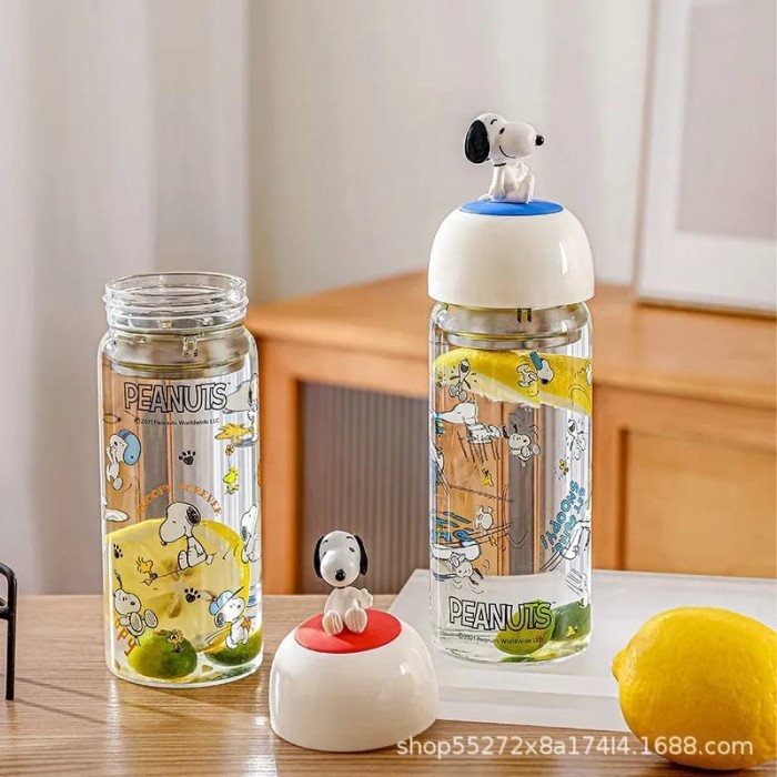 Jual BOTOL MINUM KACA SNOOPY BOTOL TEH SNOOPY PREMIUM 380 ML HEMAT | Shopee Indonesia