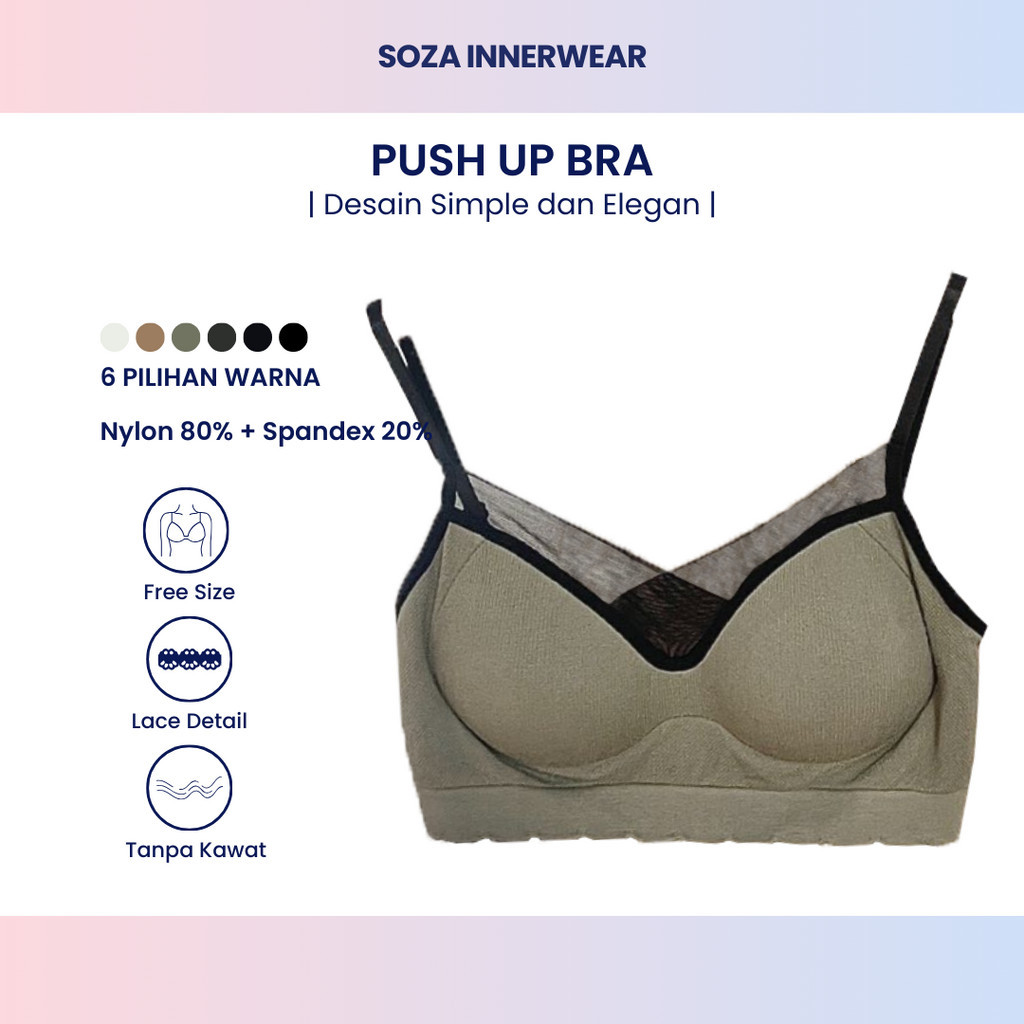 Jual Push Up Bra Wanita 735 Busa Tipis Tanpa Kawat Motif Polos Belang ...