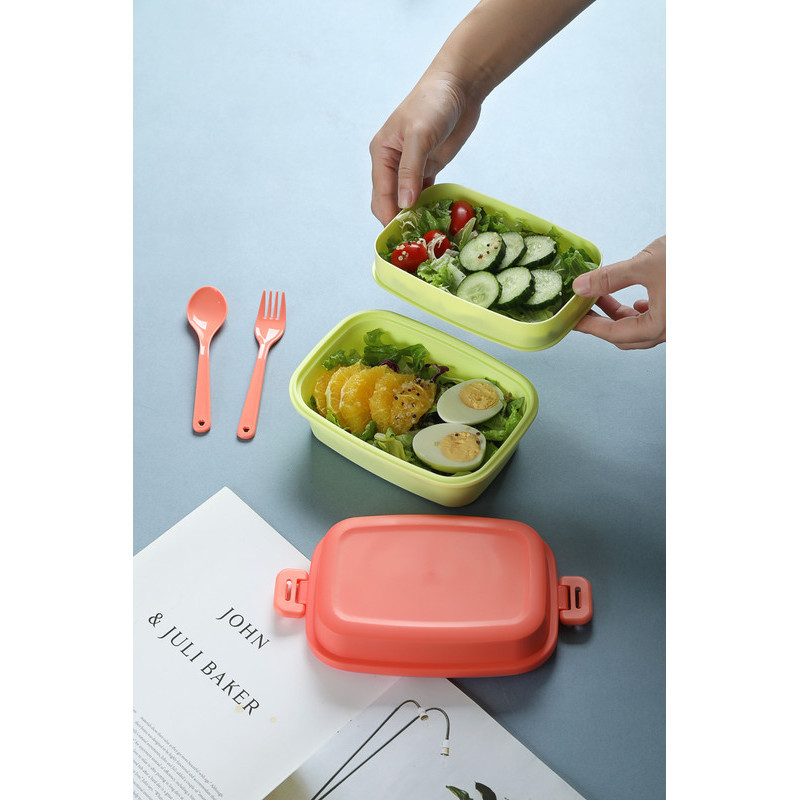 Jual COD Miniso Bento Box Colorful (980mL) Flatware Set Kotak Makan ...