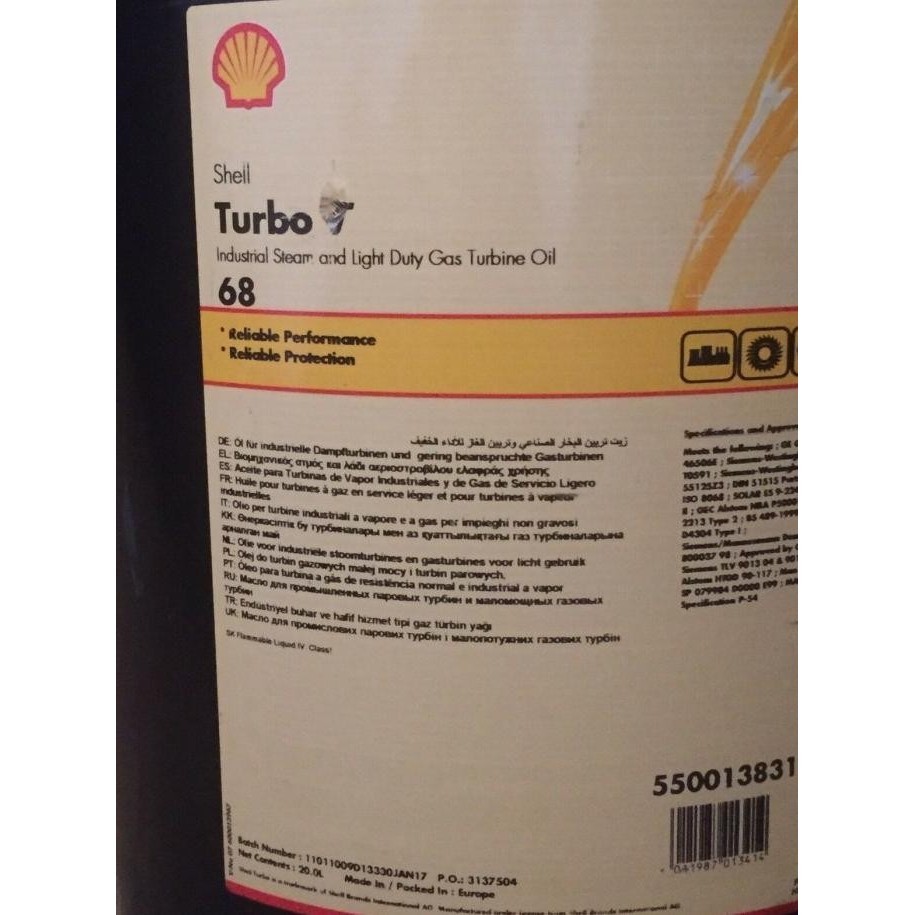 Jual Oli Shell Turbo T68 Oli Turbin Gas / Turbine Mesin Kapal Shell T ...