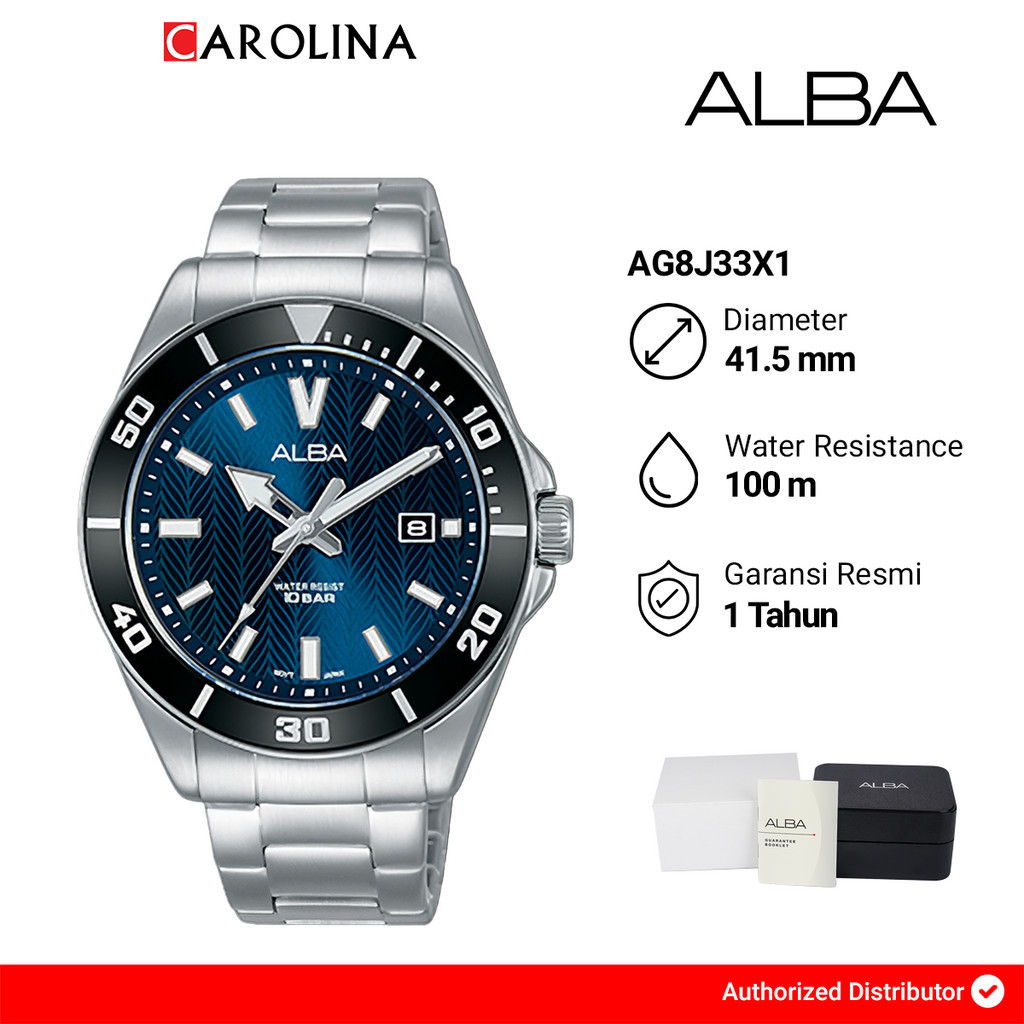 Jual Jam Tangan Pria ALBA Active AG8J33X1 Blue Pattern Dial Stainless ...