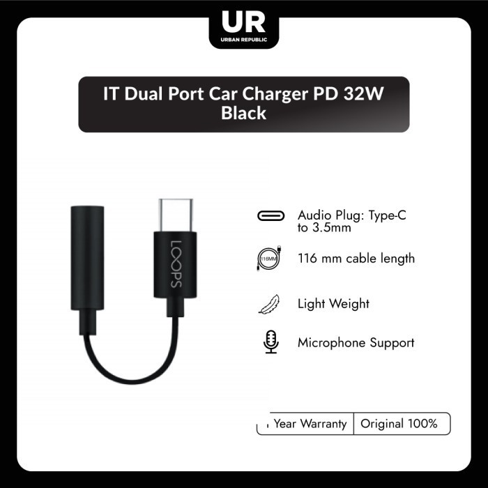 Jual LOOPS 3.5mm Jack Type C Converter Cable - Black | Shopee Indonesia
