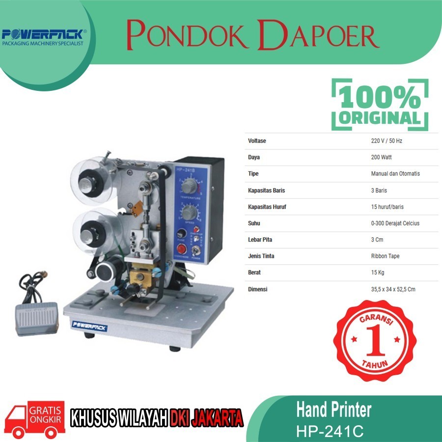 Jual Mesin Mencetak Code HP-241C Hand Printer POWERPACK | Shopee Indonesia