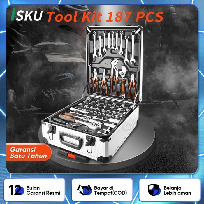 Jual Baru!! ISKU Tool Kit Set 187 PCS Perkakas Bengkel/Tool box setPerkakas Bengke | Shopee ...
