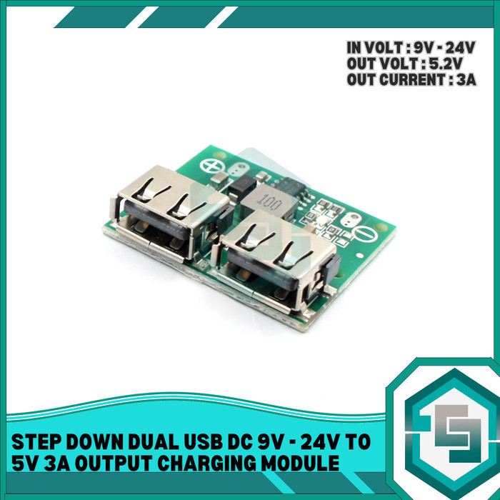 Jual STEP DOWN DUAL USB DC 9V - 24V TO 5V 3A OUTPUT CHARGING MODULE ...