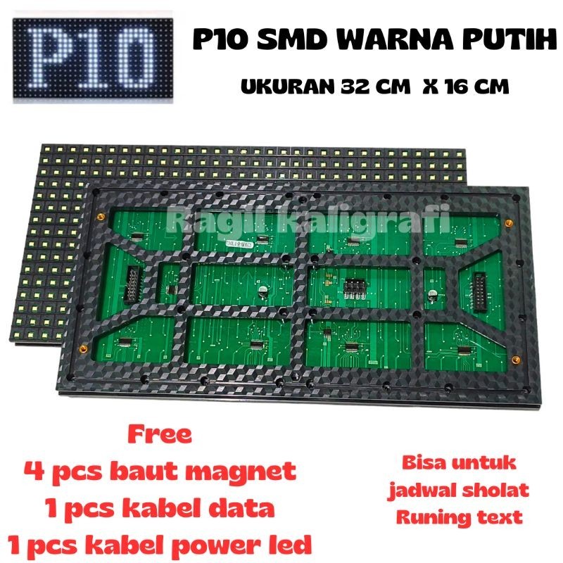 Jual Modul panel led p10 putih smd - panel led p10 runing text putih ...