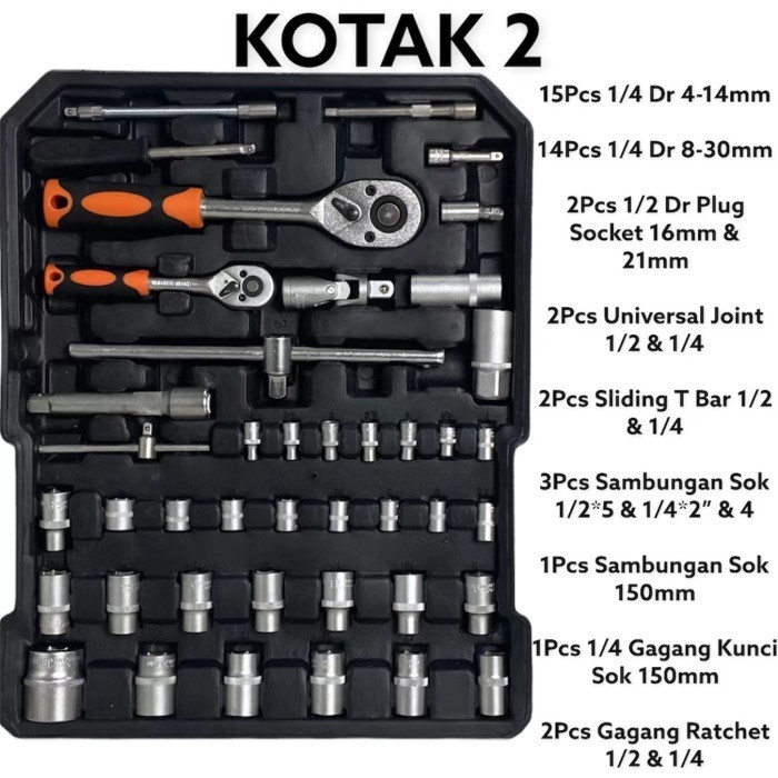 Jual Isku 187 Tool Kit Set Kunci Sok Set Shocket Set Cr-V Toolkit ...
