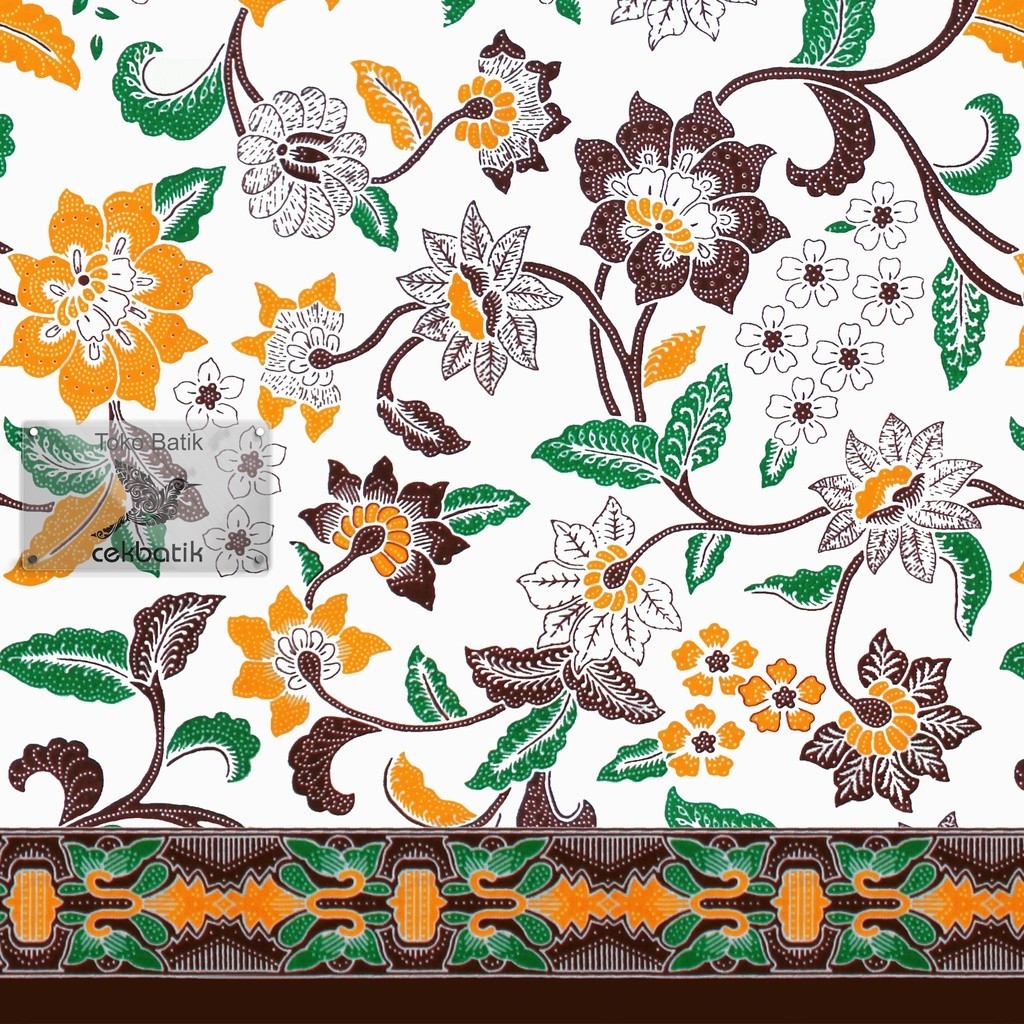 Jual kain batik - Motif Bunga Mawar Cerah Manis (Putih Bunga Kuning ...